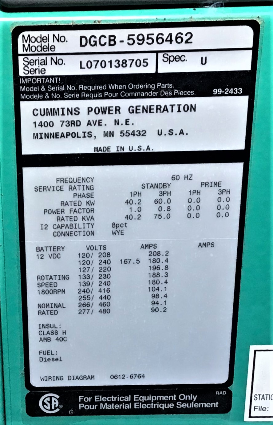 2007 Cummins DGCB 60kW Diesel Generator Set (2) | CI Group