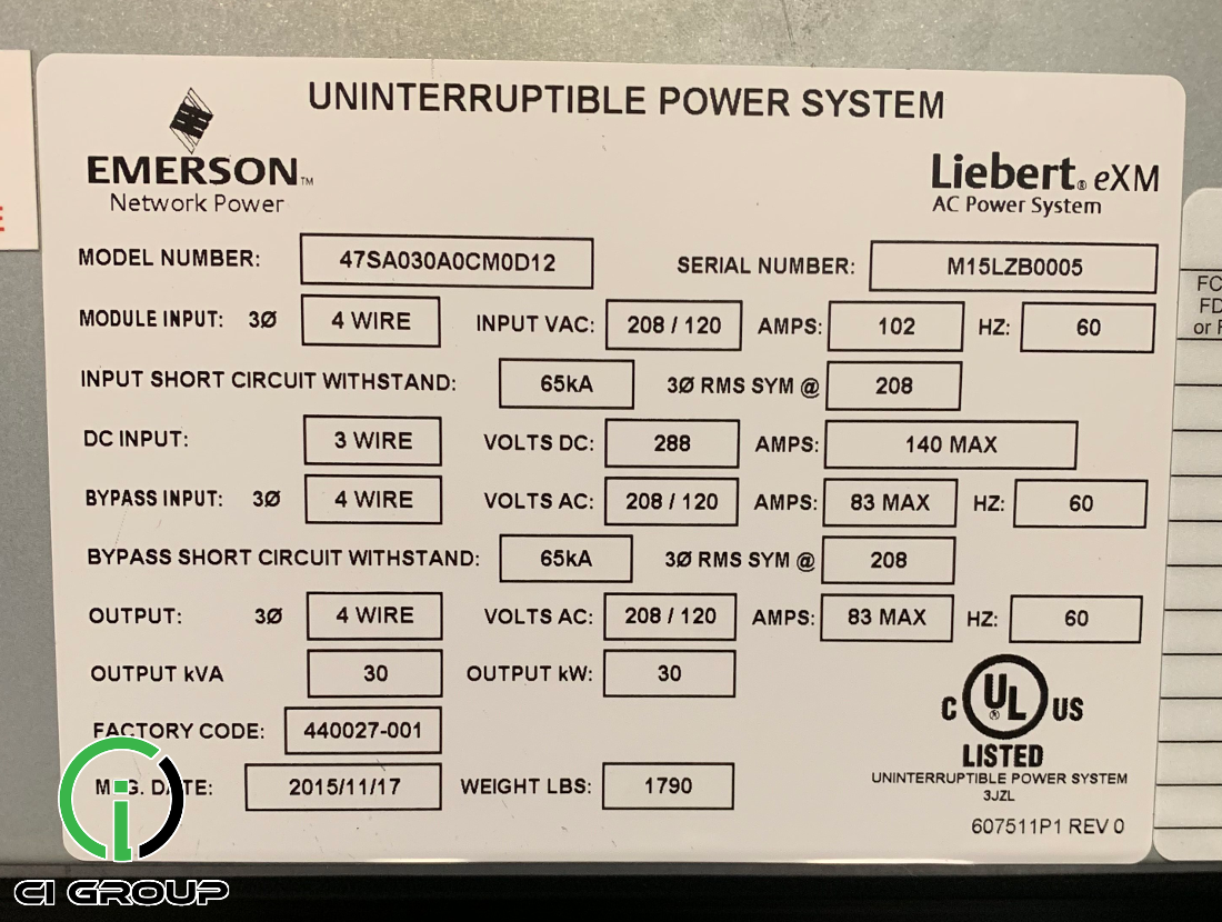 Liebert-EXM-30KVA-0005-Label | CI Group