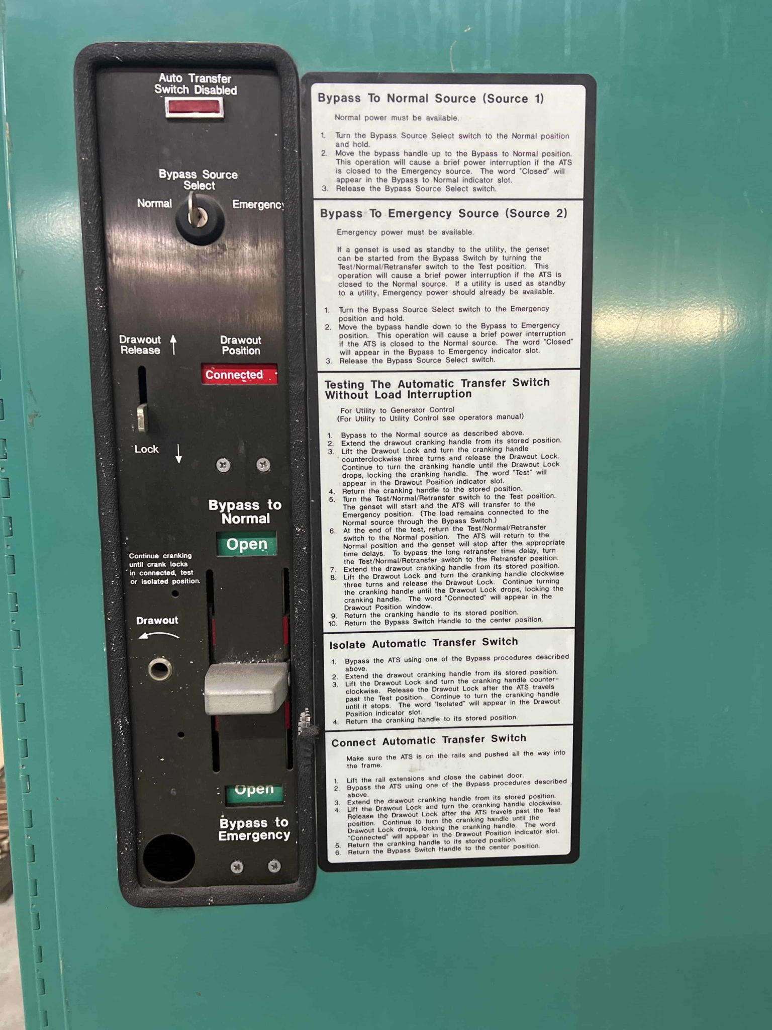 Cummins 260A 480V Automatic Transfer Switch