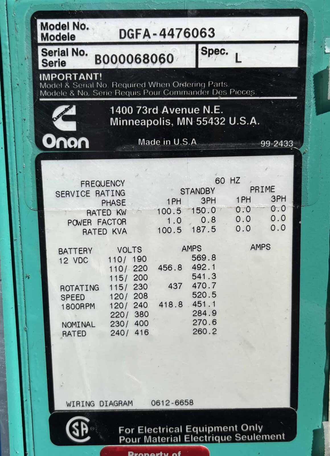 Cummins 150kW DGFA Diesel Generator Set | CI Group