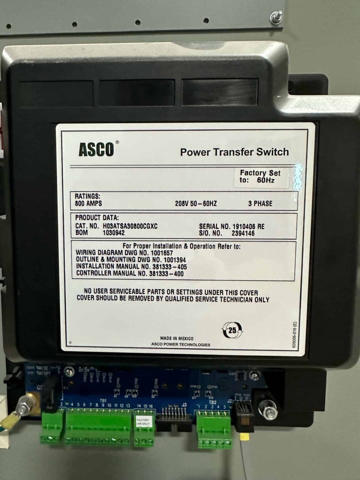 ASCO 300 Series 800A 208V Automatic Transfer Switch | CI Group
