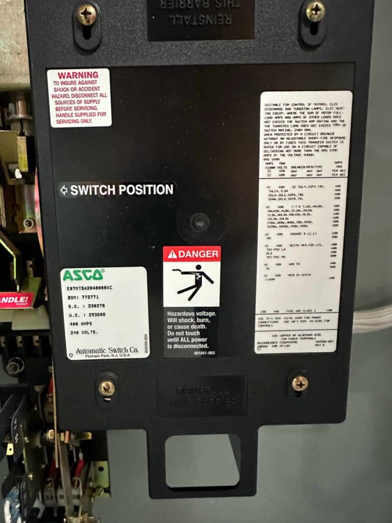 ASCO 7000 Series 400A 240V Manual Transfer Switch | CI Group