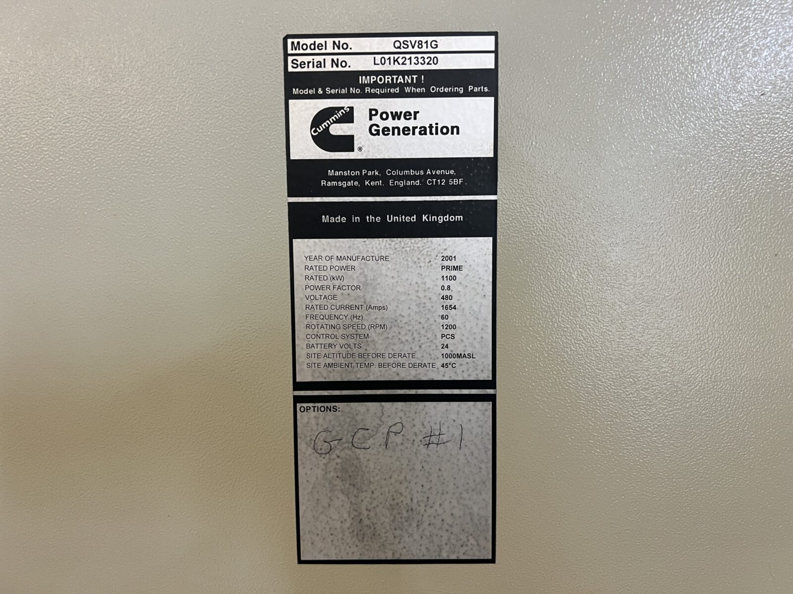 Cummins QSV81G 1100 KW Natural Gas Generator Set | CI Group