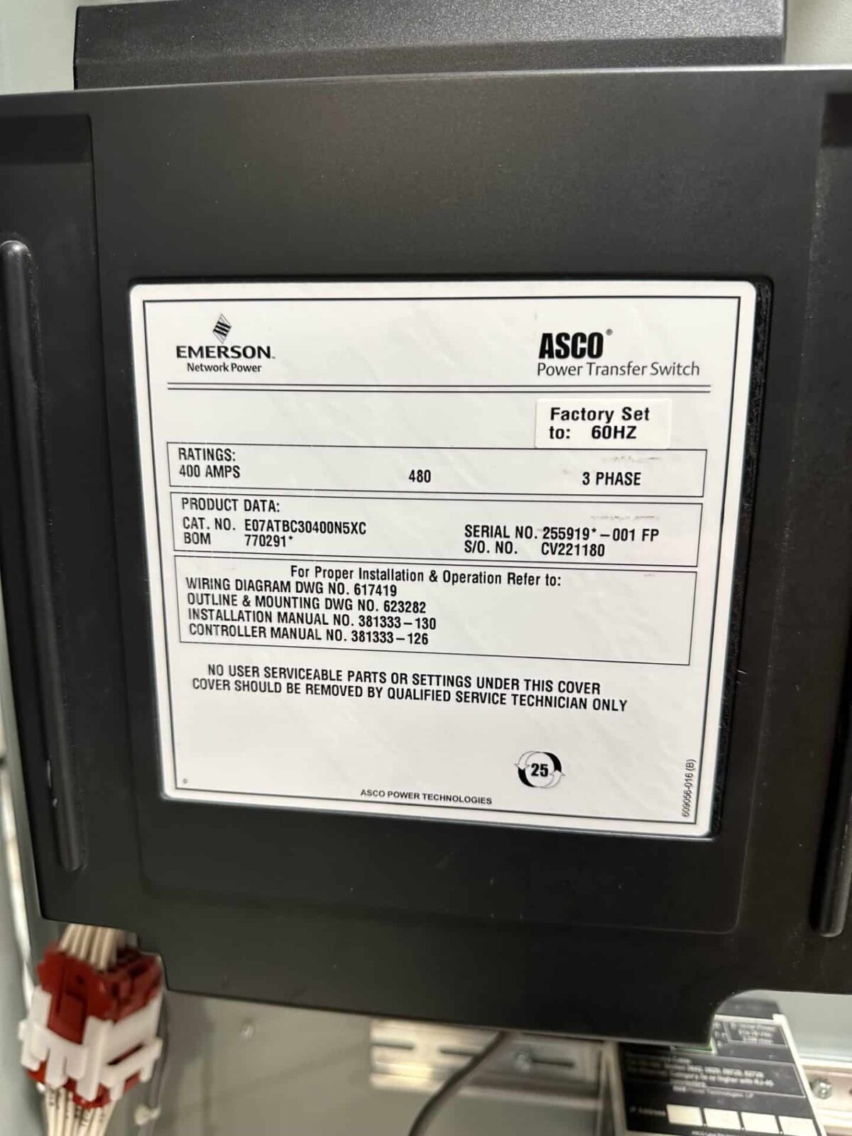 ASCO 7000 Series 400A 480V With ISO Bypass | CI Group