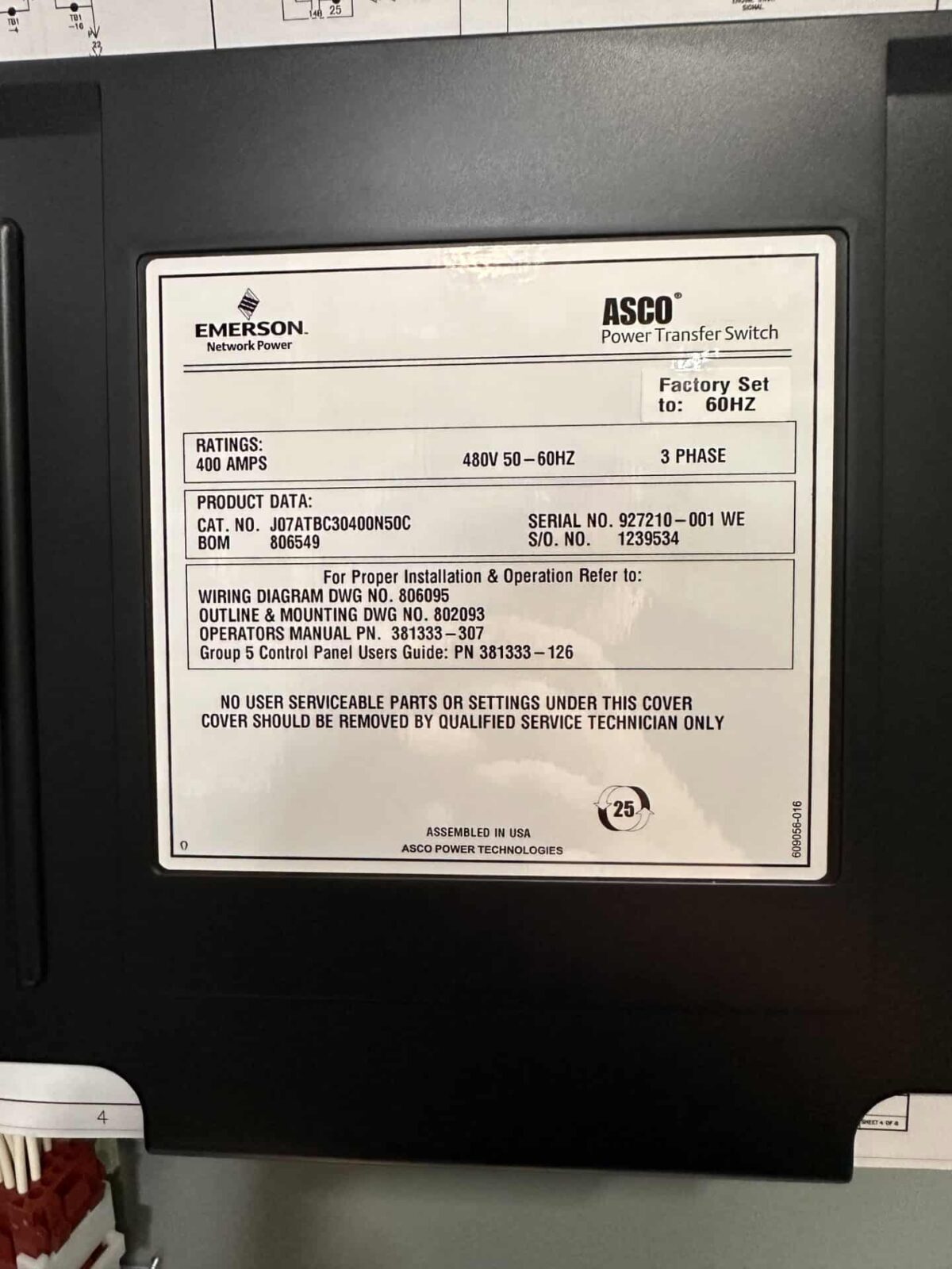 ASCO 7000 Series 400A 480V With ISO Bypass | CI Group